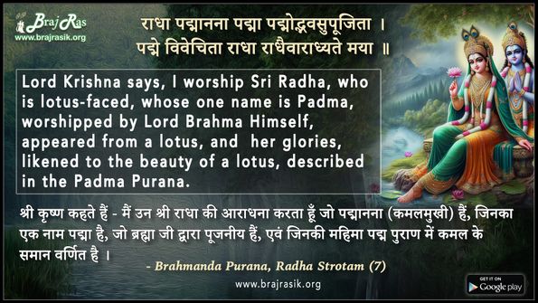 Radha Padmaanana Padma - Brahmanda Purana, Radha Strotam (7)