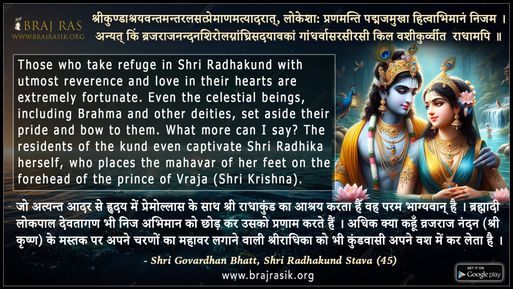 Sri Kunda Ashraya Vanata - Shri Govardhan Bhatt, Shri Radhakund Stava (45)